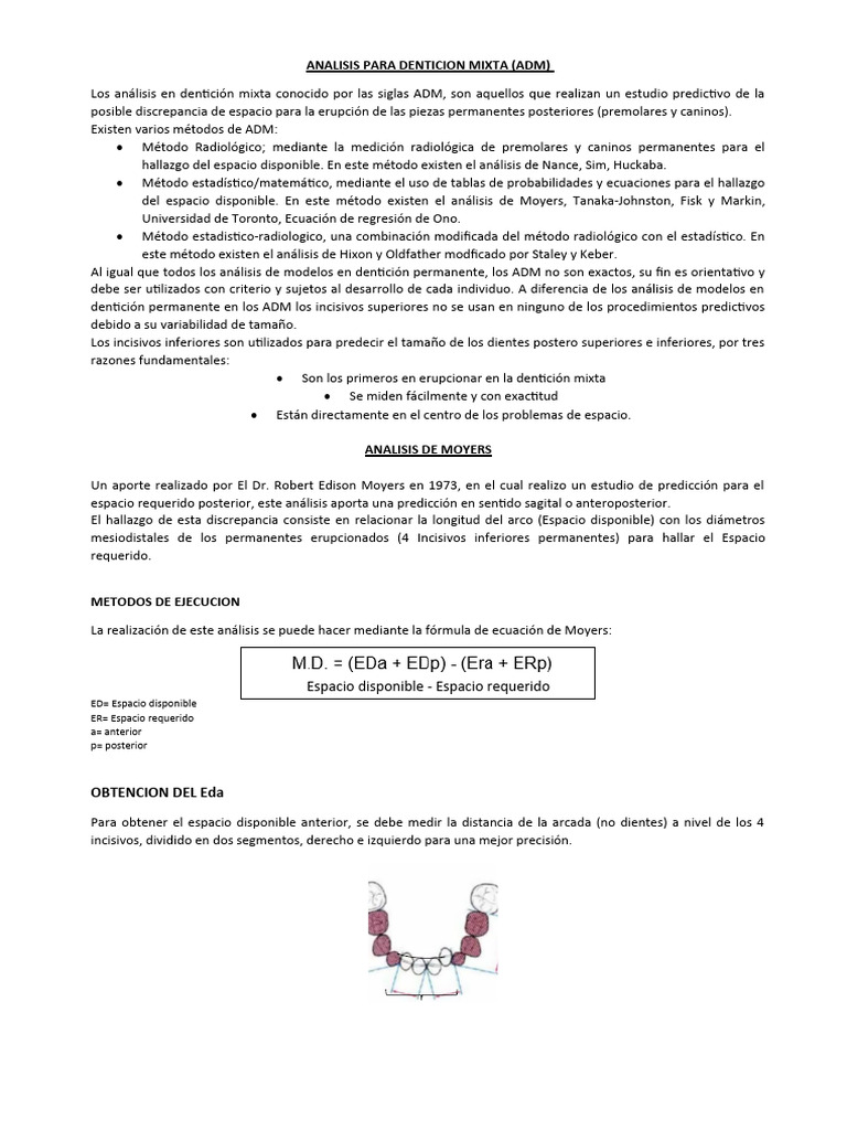 Analisis para Denticion Mixta Moyers | PDF | Odontología | Ramas de ...