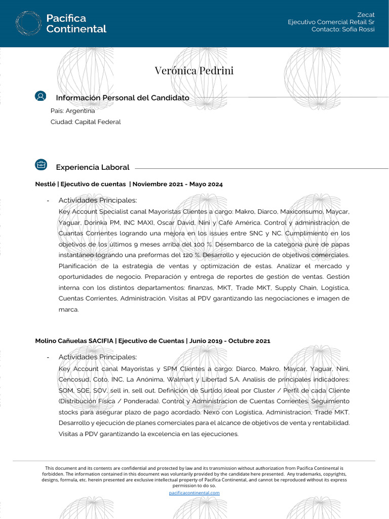 CV Verónica Pedrini - Ejecutivo Comercial Retail SR | PDF | Logística ...
