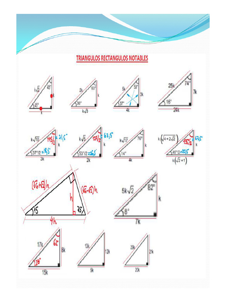 Reforzamiento - Triangulos Rectangulos Notables Claves | PDF