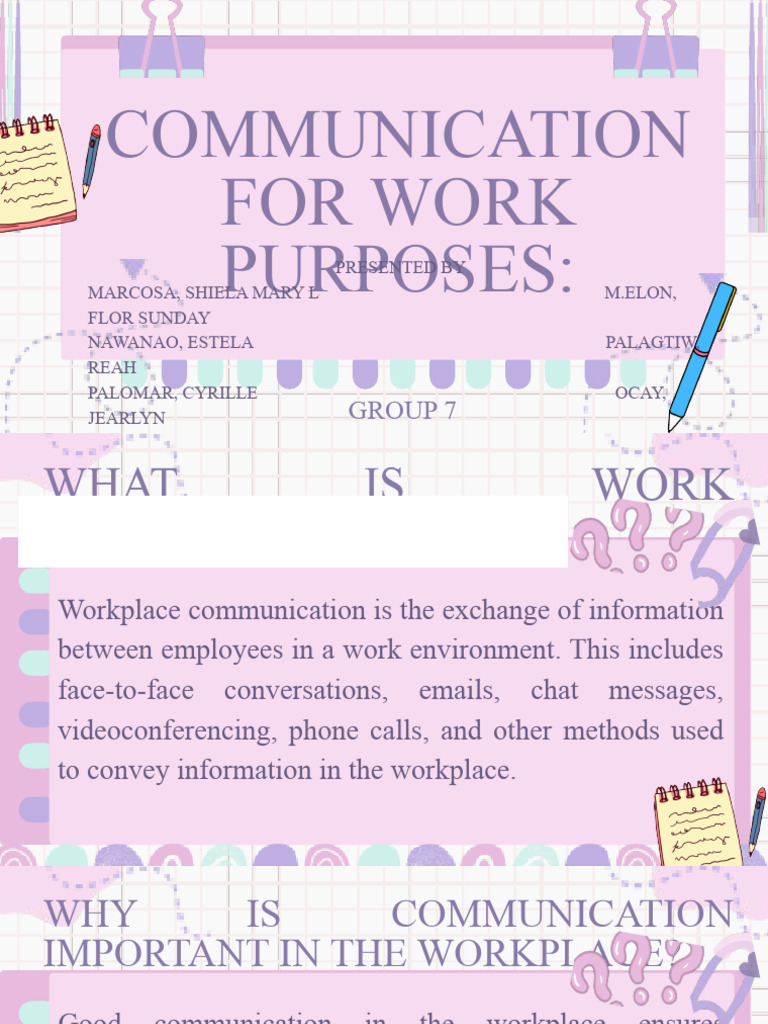 COMMUNICATION FOR WORK PURPOSES | Download Free PDF | Communication ...