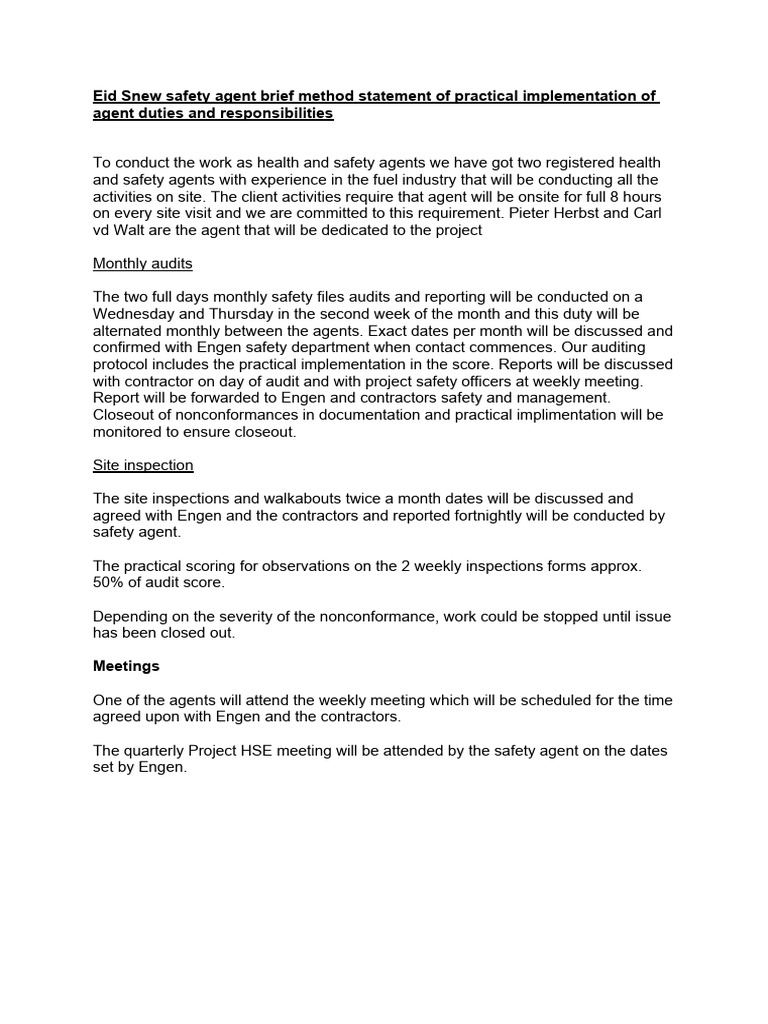 Eid Snew Method Statement of Practical Implementation and Project Execution Plan and Value ...