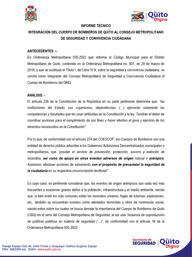 CBQ Informe Cons | PDF | Valores | Bombero