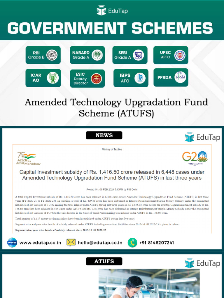 15th March 2024 Amended Technology Upgradation Fund Scheme ATUFSGovernment | PDF | Textiles ...