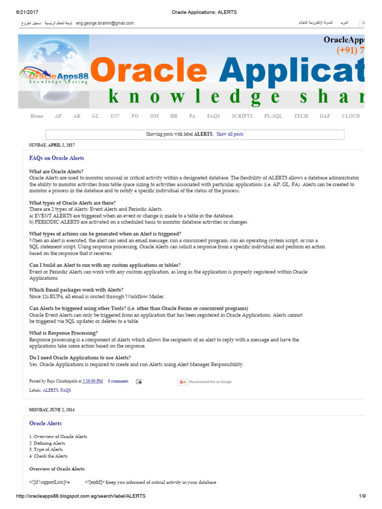 Oracle Applications_ ALERTS | PDF | Databases | Sql