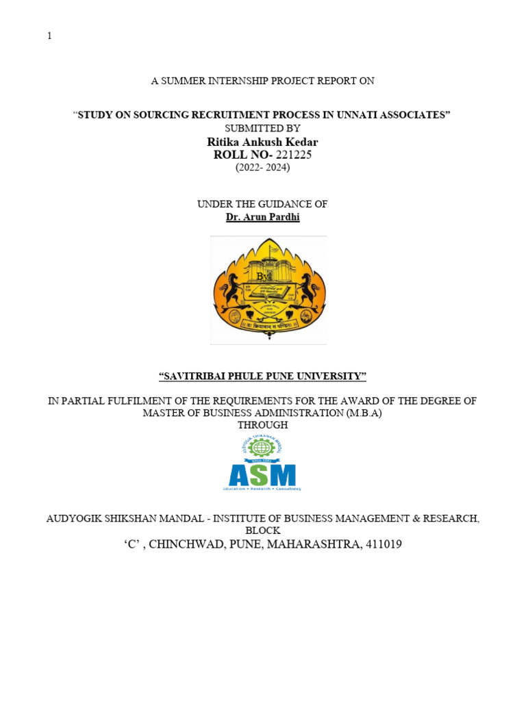 Final Sip Project Ritika | PDF | Methodology | Recruitment