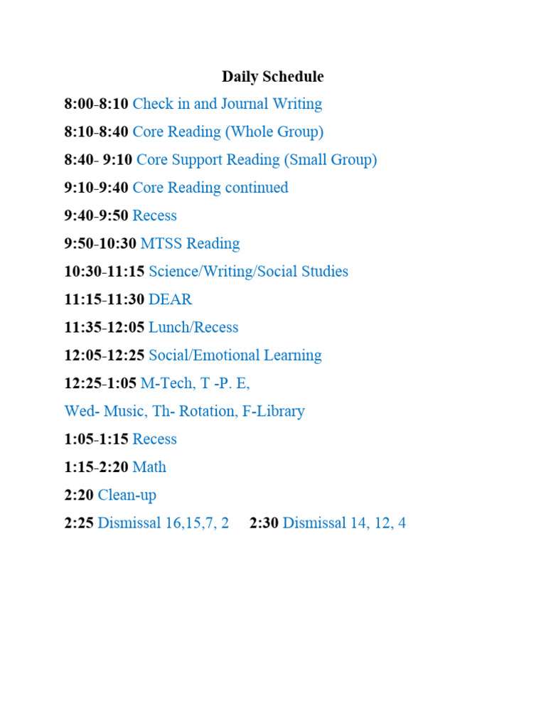 Daily Schedule | PDF