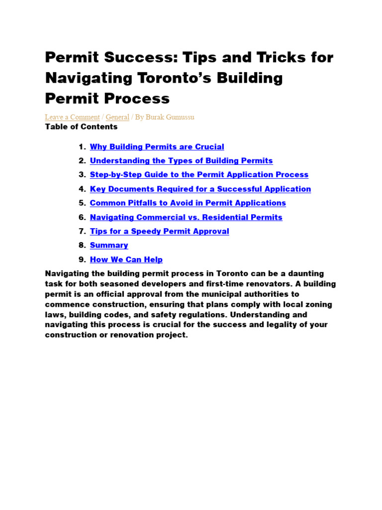 Tips and Tricks For Navigating Toronto's Building Permit Process ...