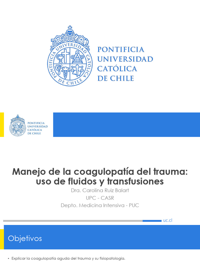 Coagulopatía y Fluidos Trauma Con Audio | PDF | Emergencias Médicas ...