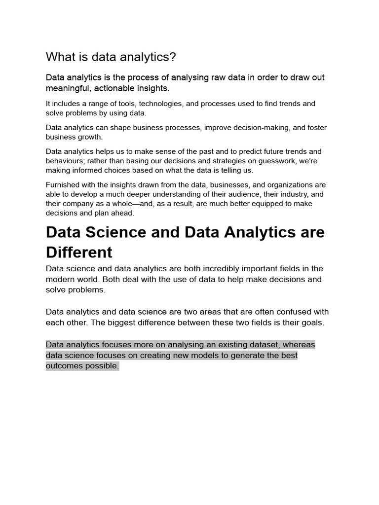 0.introduction To Data Analytics | PDF | Analytics | Predictive Analytics