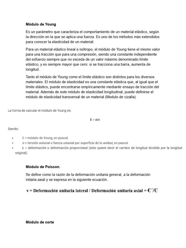 Módulo de Young | Descargar gratis PDF | El módulo de Young ...