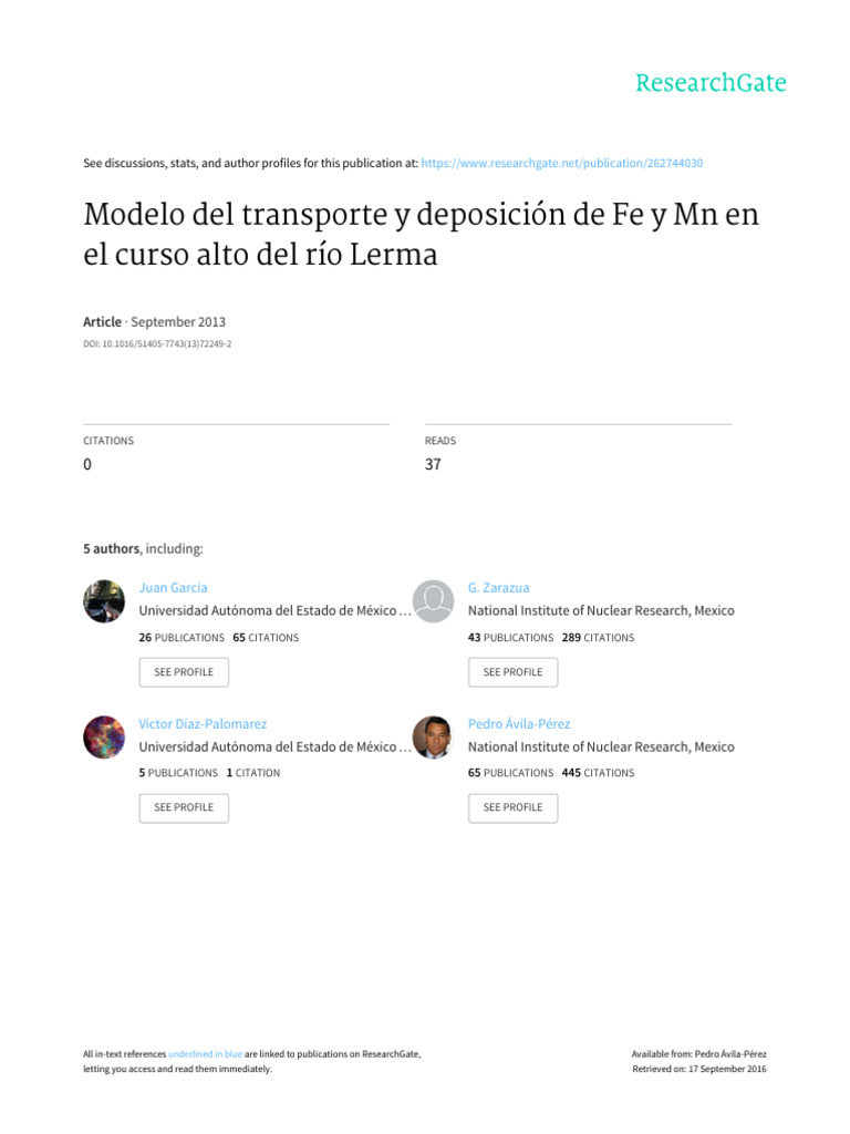 Modelo - Del - Transporte - y - Deposicion - de - Fe - y - MN en El ...