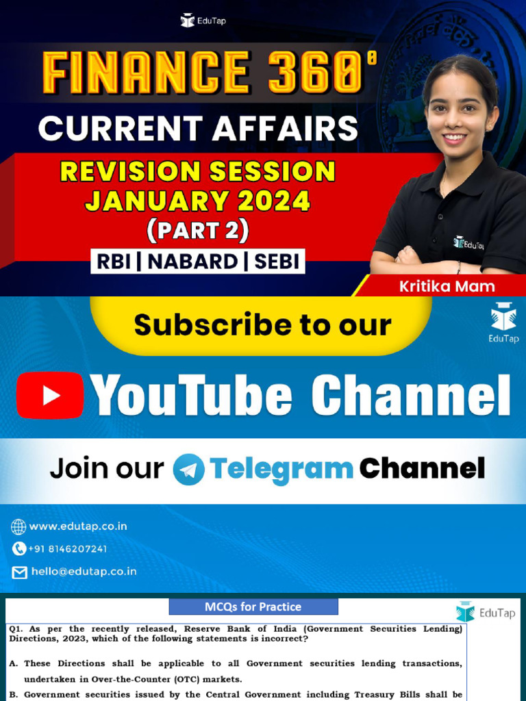 20 Jan 2024 - Revision January 2024 - Finance 360 | Download Free PDF | Reserve Bank Of India ...