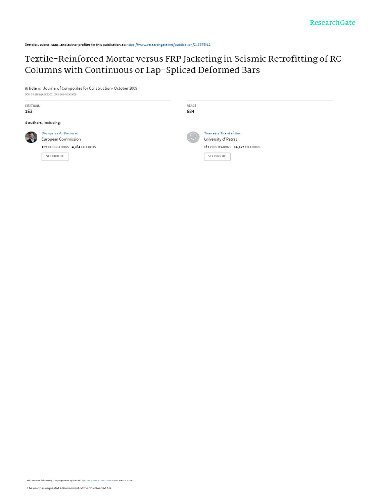 2009textile Reinforced Mortar Trm Versus Frp Jacketing In Seismic Retrofitting Of Rc Columns
