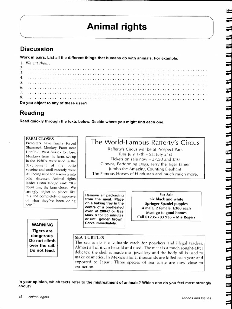 15 Animal Rights Taboos - And.Issues | PDF | Animals And Humans | Zoology