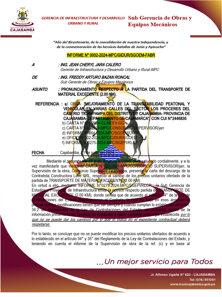 Informe N°00-2024 - Respuesta A La Consulta Sobre Transporte de Mat ...