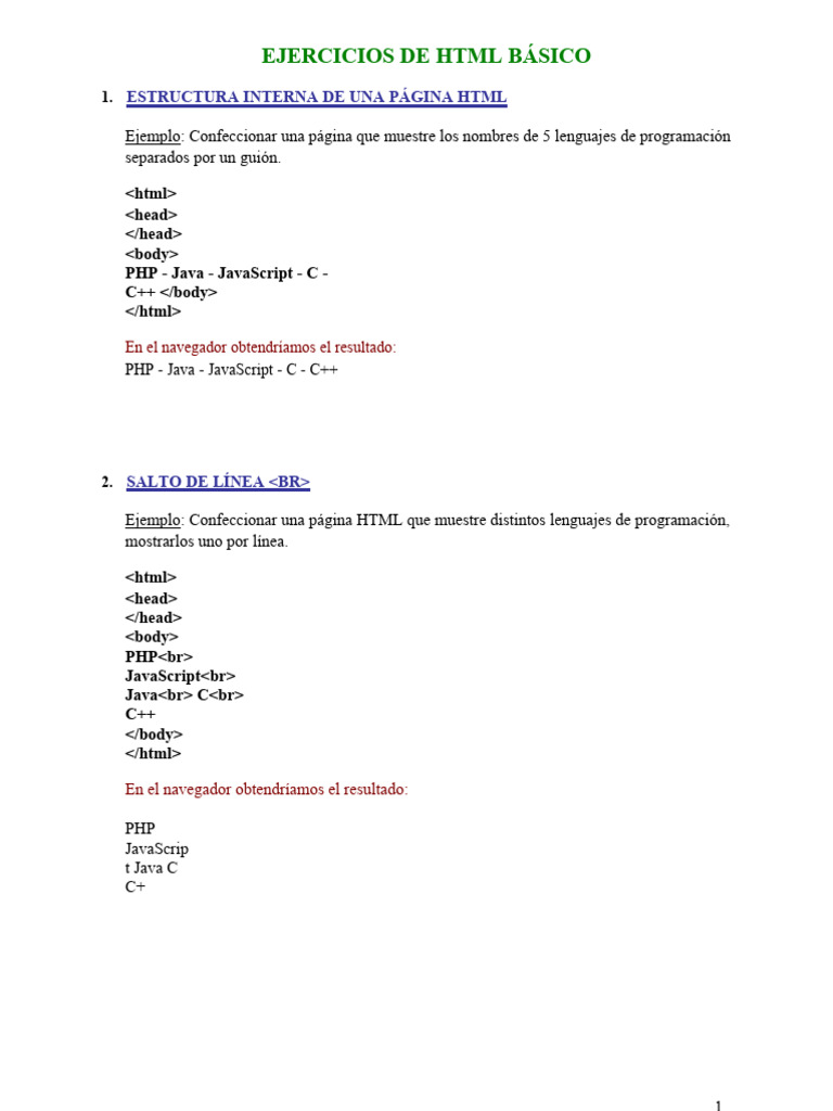 Ejercicios Basicos HTML | PDF | Bases de datos | Hipervínculo