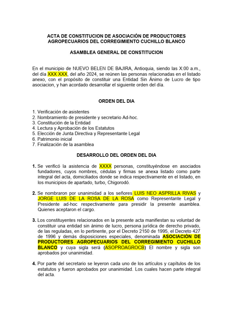 Modelo de Acta y Estatutos Esal (Carta y Listado) | PDF | Liquidación | Business