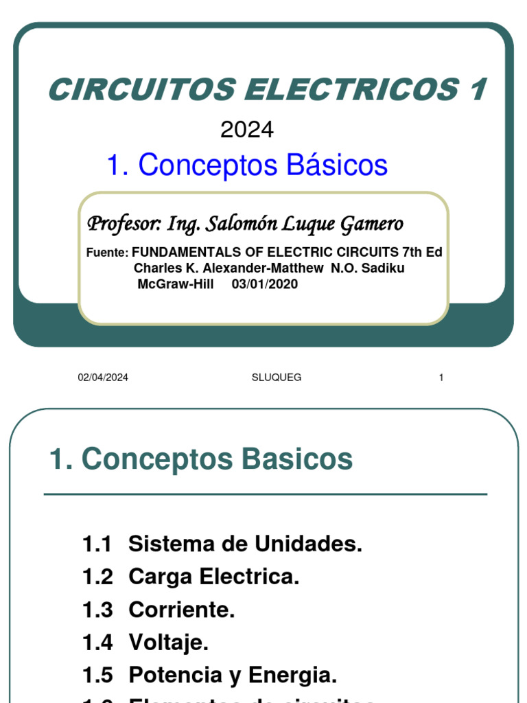 CIR1 C01 Conceptos Basicos | PDF | Corriente eléctrica | voltaje