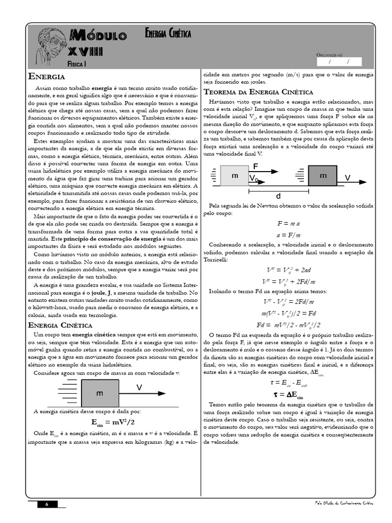 Ente01 Mod02 | PDF | Energia cinética | Velocidade
