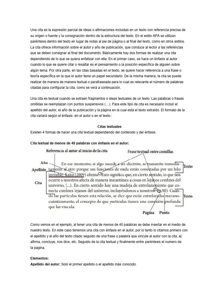 Guía de citas en estilo APA | PDF | Comillas | Estilo apa