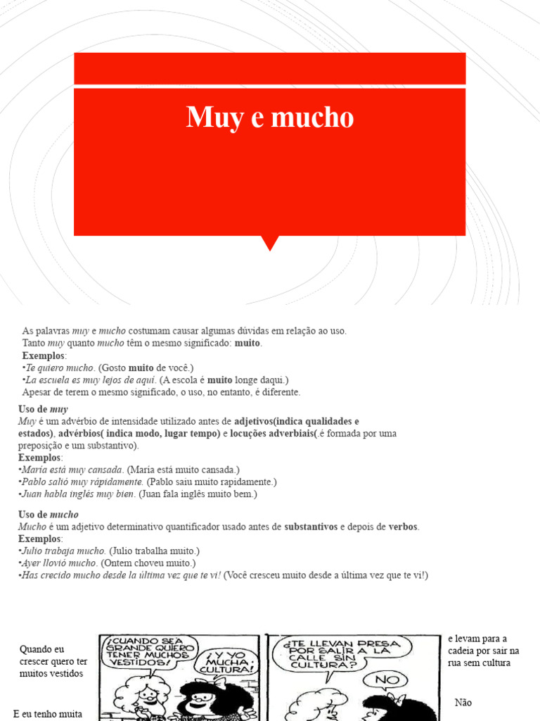 Muy e Mucho | PDF | Unidades Semánticas | Gramática