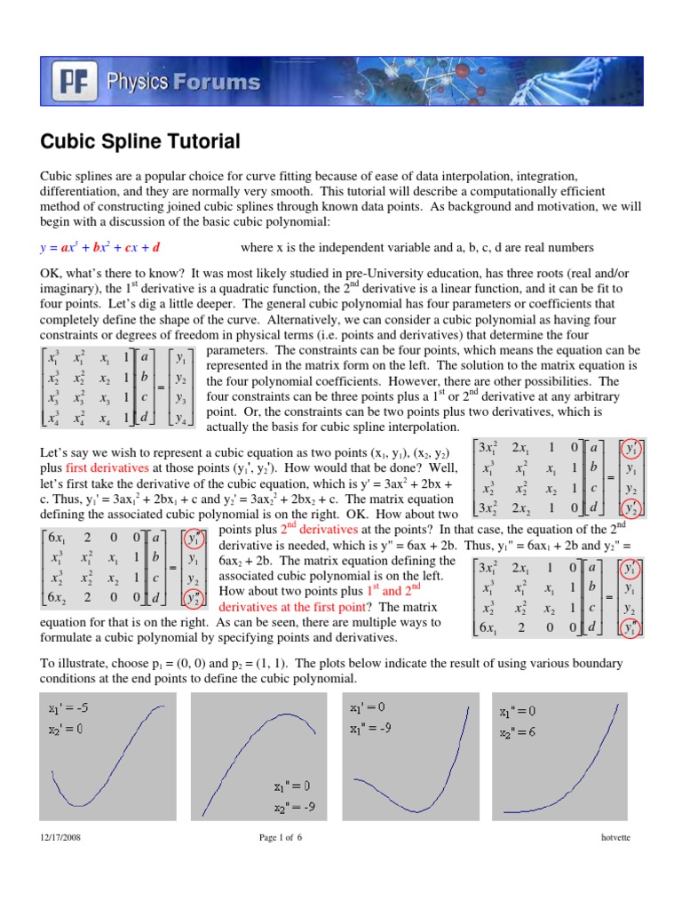 Cubic Spline Tutorial V3 Pdf Interpolation Polynomial