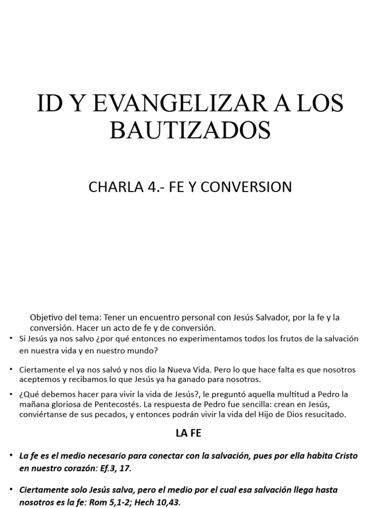 Charla 4. - Fe y Conversion | PDF | Fe | Salvación
