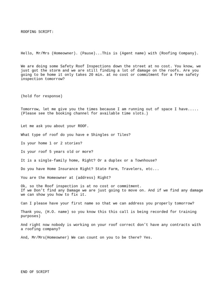 Roofing Script 2024 | PDF