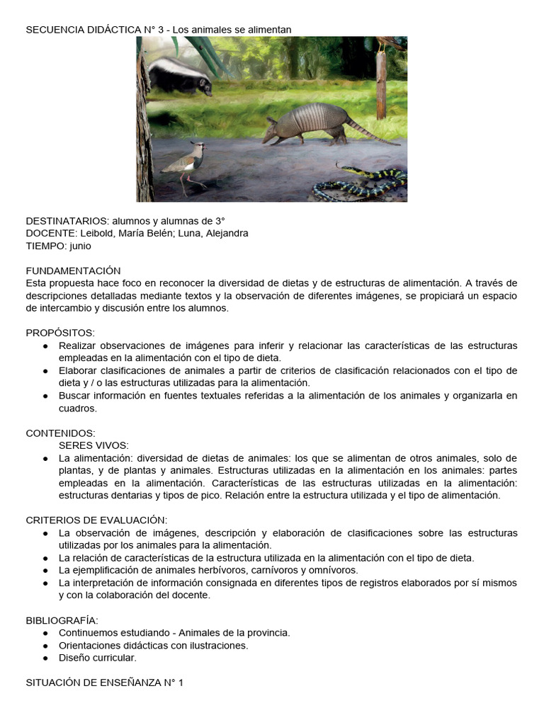 SECUENCIA DIDÁCTICA #3 - Los Animales Se Alimentan | PDF | Comiendo ...