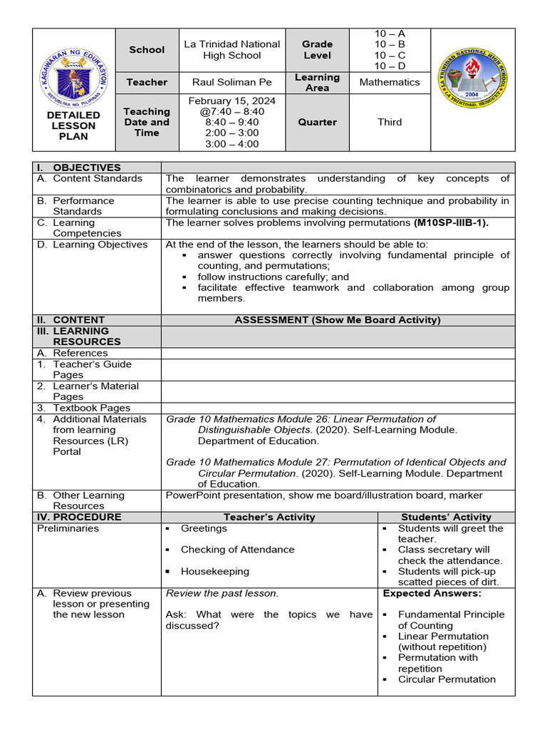2-15-24 (ASSESSMENT (Show Me Board Activity) ) | PDF | Learning | Teachers