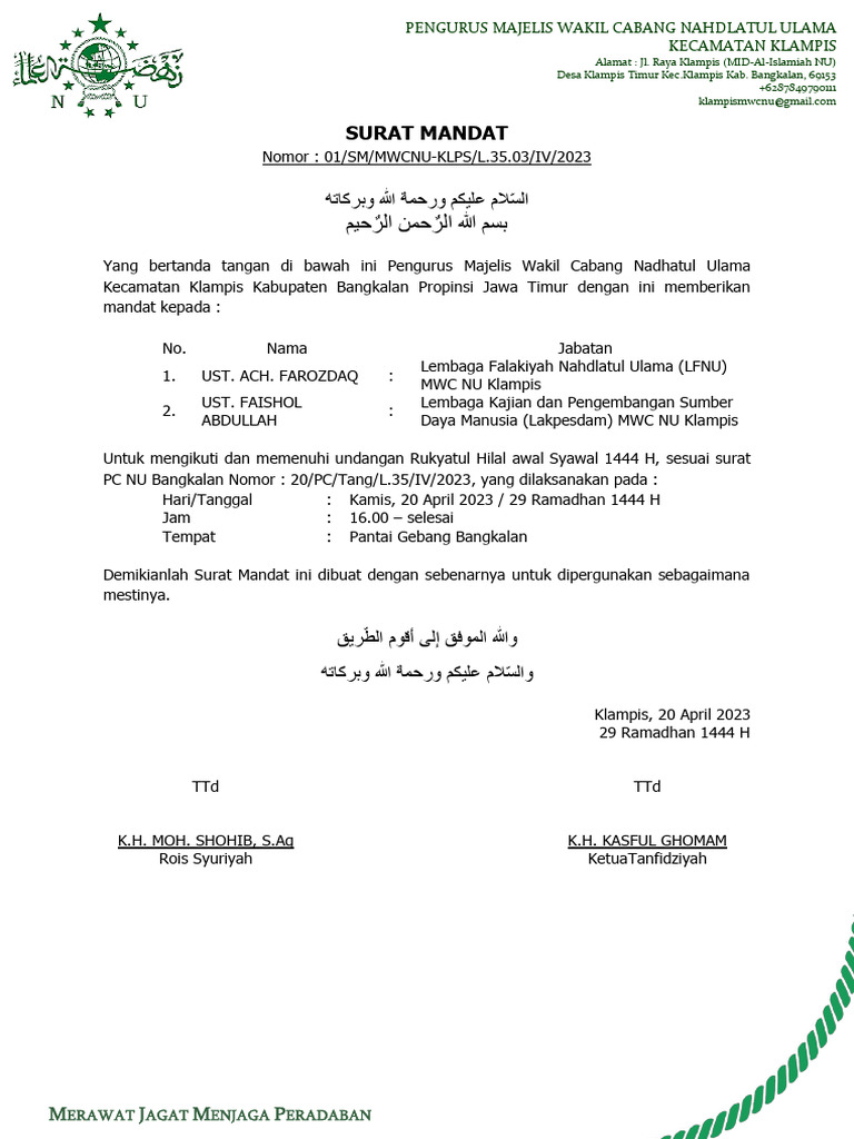 Surat Mandat | PDF