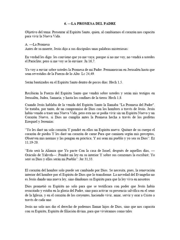 La Promesa del Padre: Espíritu Santo | PDF | espíritu Santo | Jesús