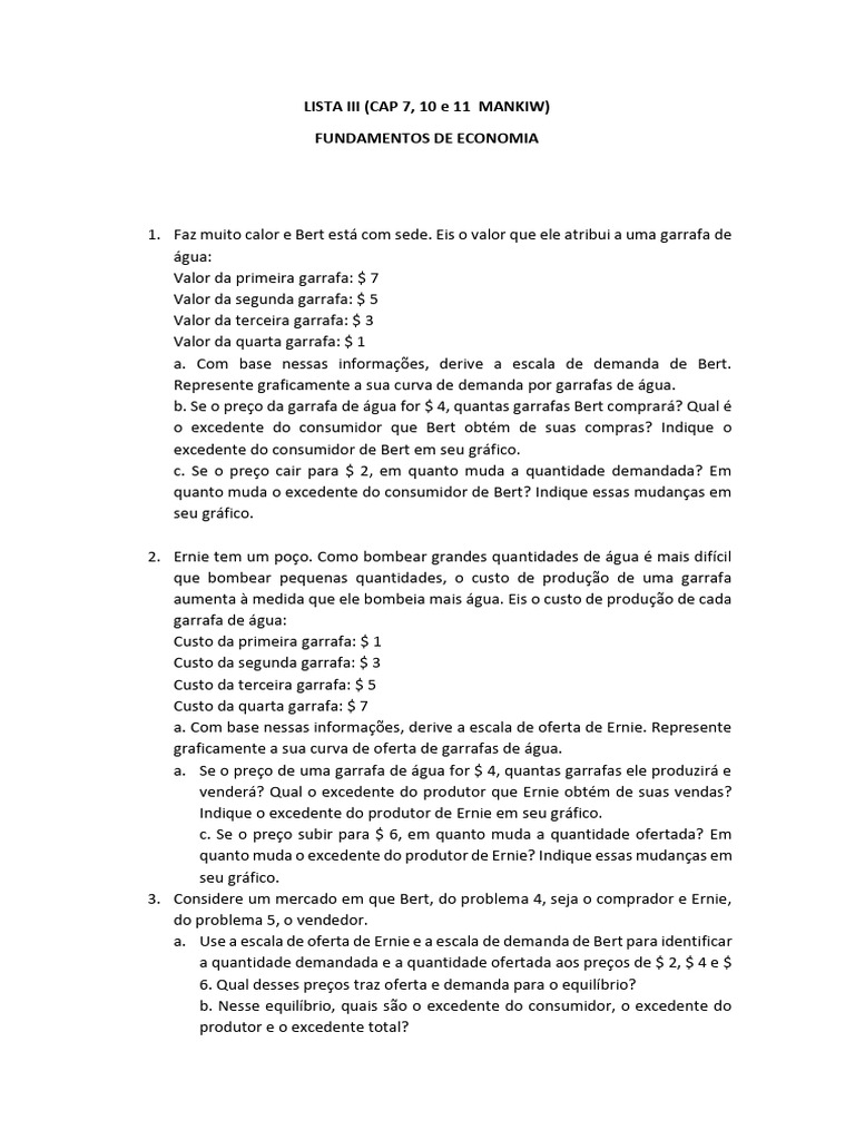 Lista Iii | PDF | Excedente econômico | Externalidade