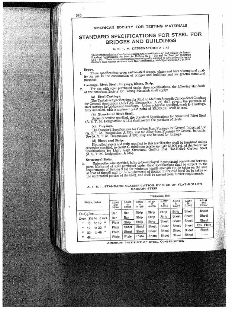 ASTM A7-46 - Standard Specification for Steel for Bridges and Buildings ...