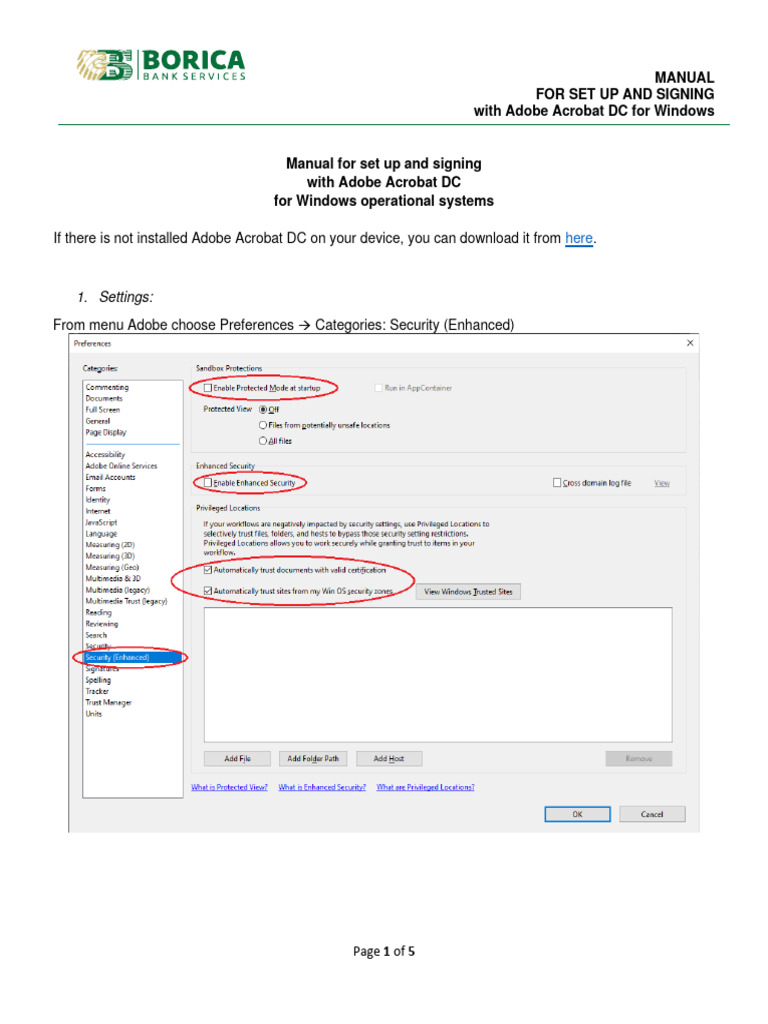 Manual For Set Up and Signing With Adobe Acrobat DC For Windows | PDF | Software | System Software