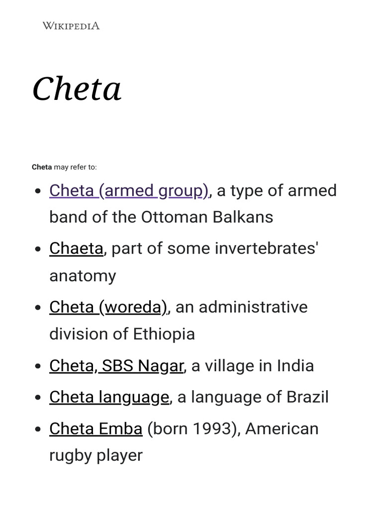 Cheta - Wikipedia | PDF | Foreign Language Studies