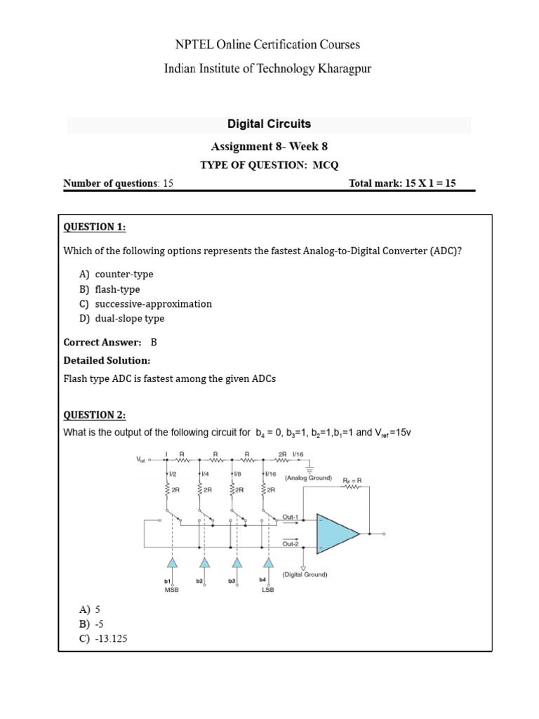 Assignment 8 - 2023 - Gate | PDF | Analog To Digital Converter | Computer Engineering