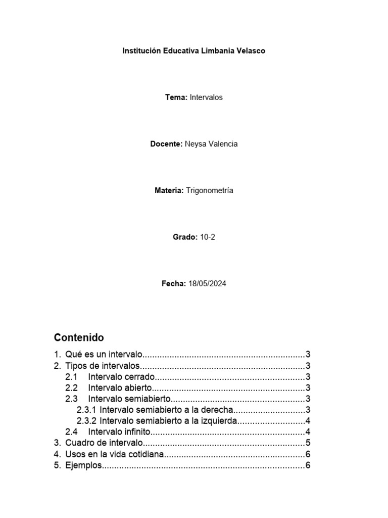 Intervalos Triogonometría | PDF | Intervalo (Matemáticas) | Matemáticas