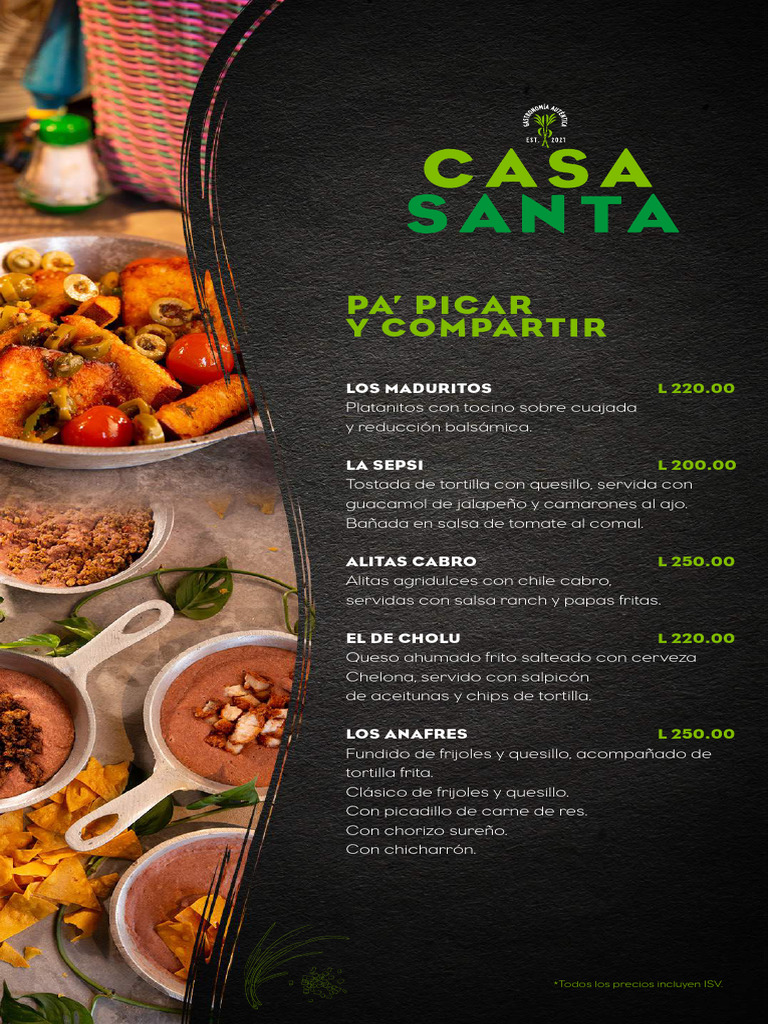 Menú del Restaurante Casa Santa | PDF | ensalada | Alimentos