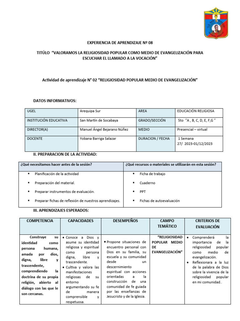 Actividad #2 para QUINto de La Eda 8 | PDF | Religión popular | Jesús