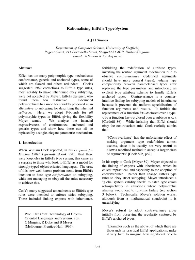 Enhancing Eiffel's Type System with F-Bounds | PDF | Parameter ...