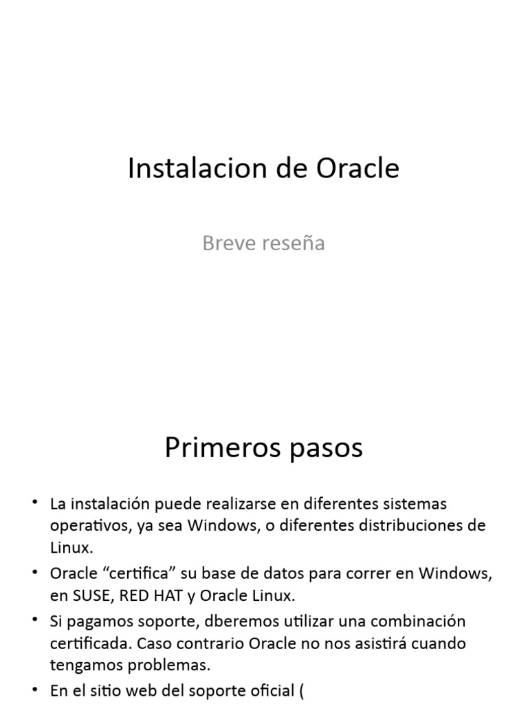 Instalacion De Oracle Pdf Distribución De Linux Arquitectura De Computadores
