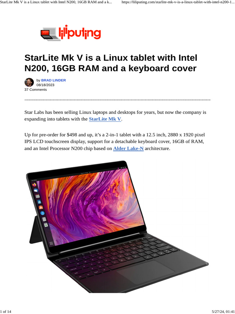StarLite MK V Is A Linux Tablet With Intel N200, 16GB RAM and A Keyboard Cover - Liliputing ...