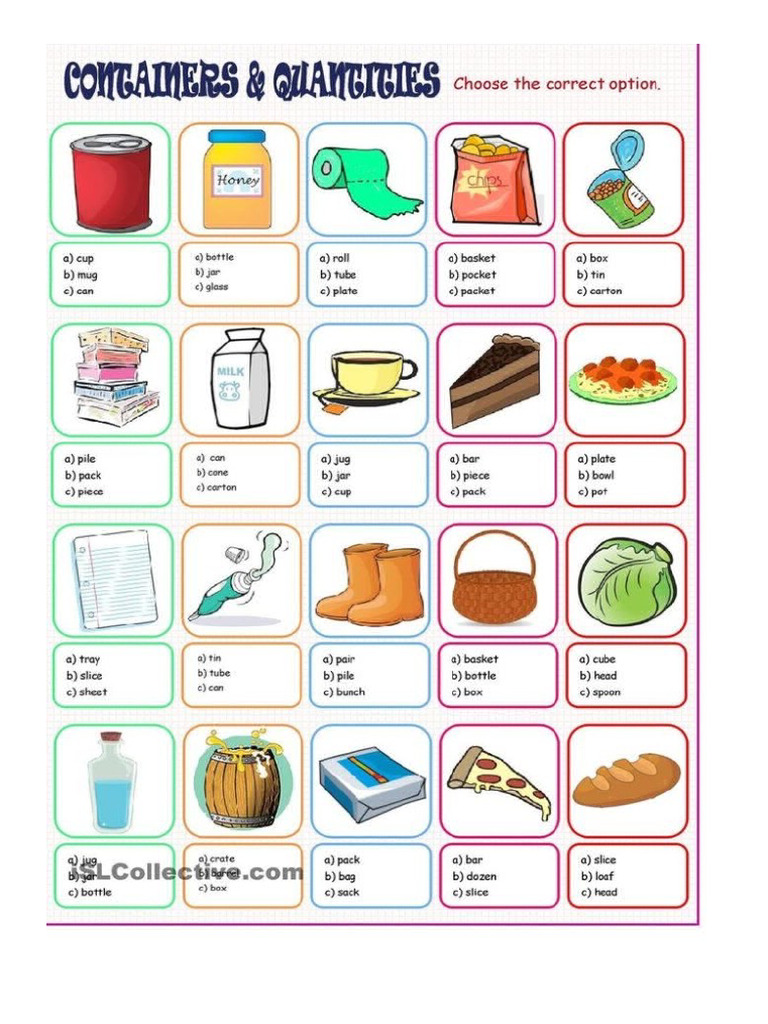 Containers and Quantities Exercice | PDF