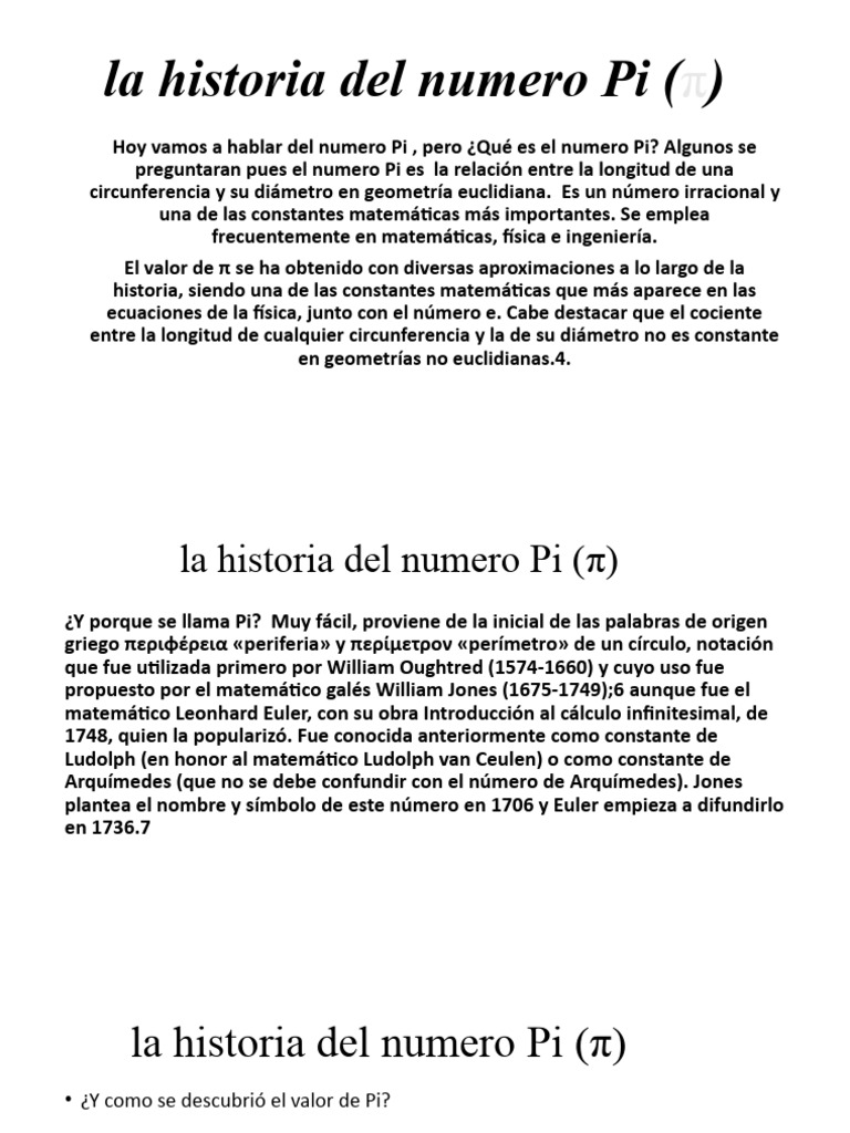 La Historia Del Numero Pi (π) | PDF | Pi | Análisis matemático