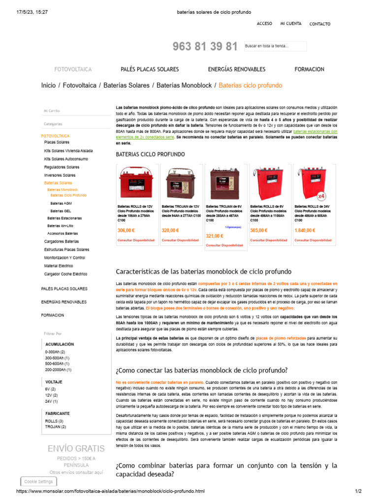 Baterías Solares de Ciclo Profundo | PDF | Electricidad | Ciencias fisicas