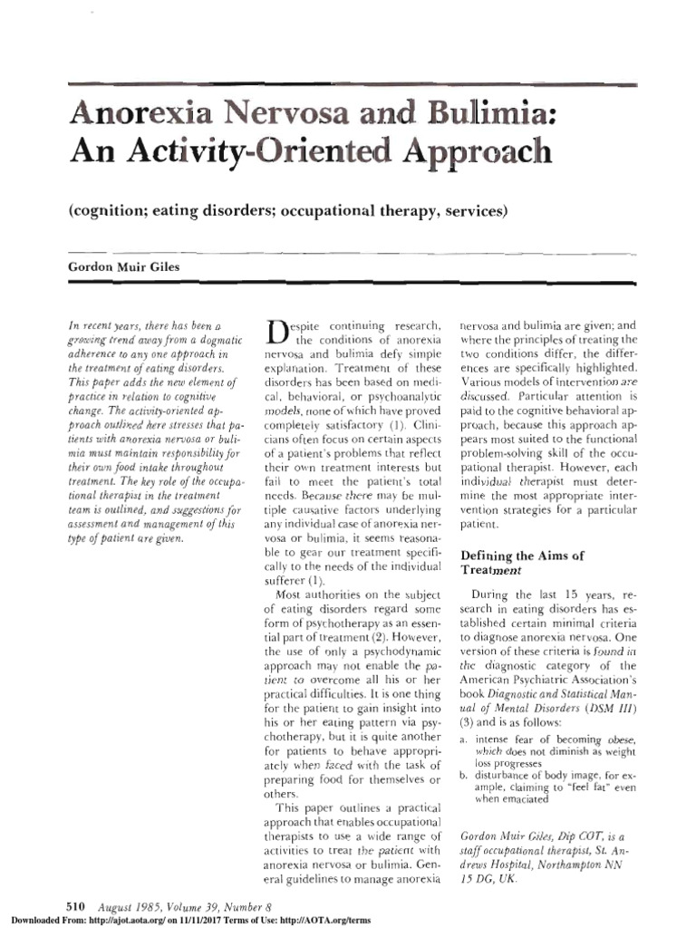 Activity-Based Therapy for Eating Disorders | PDF | Anorexia Nervosa ...