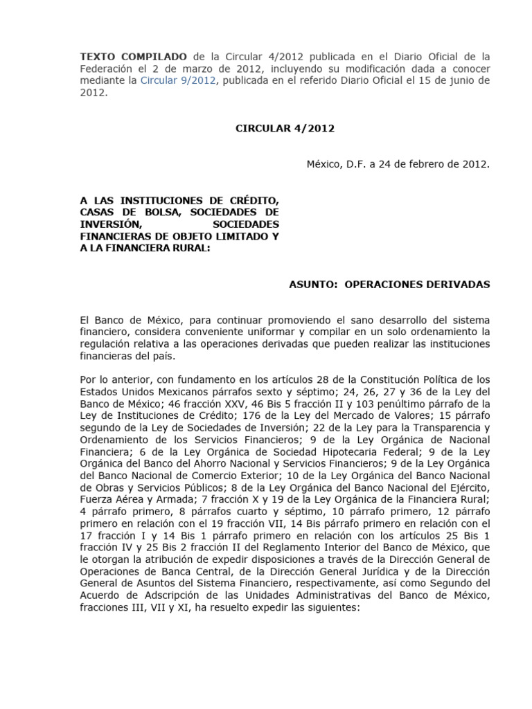 Circular 31 | PDF | Bancos | Opción (Finanzas)