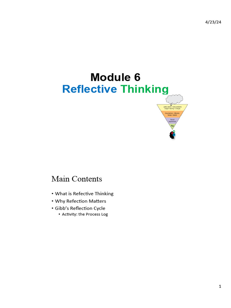 2024 - Module 6 Reflective Thininking - Handout | PDF | Experience ...