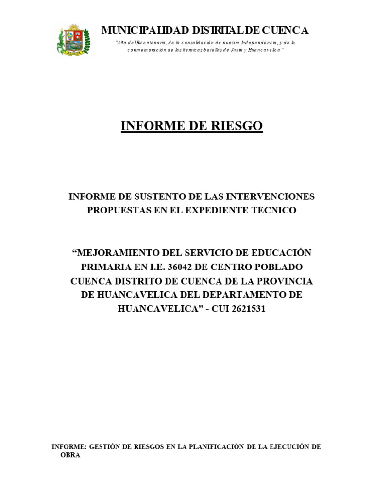 Informe De Riesgo Descargar Gratis Pdf Riesgo Ciencias De La Tierra